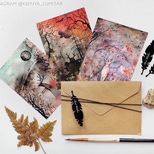 10 PRINTABLE Fantasy Forest Postcard and Poster Set | Printable Digital ...
