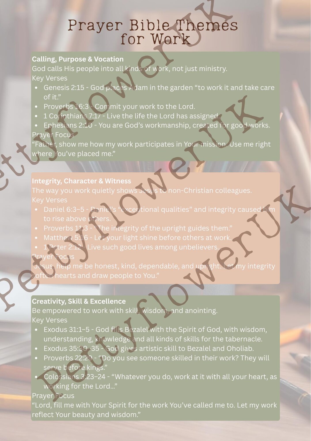 Prayer Bible Themes for Work - Pencil| Christian Journal | Guide for ...