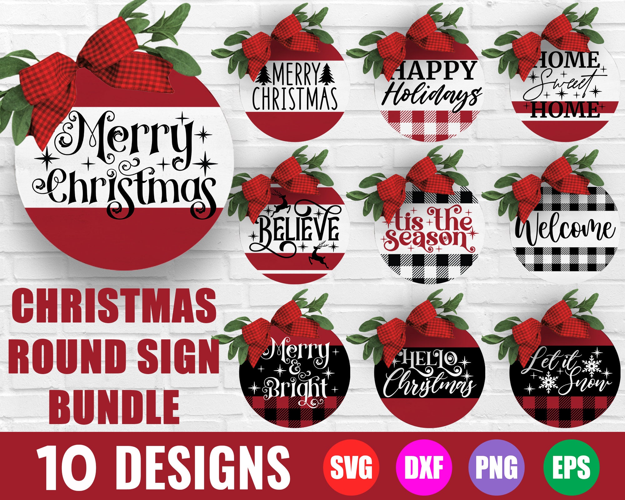 Christmas Round Sign SVG Bundle Christmas Sign Svg - Etsy