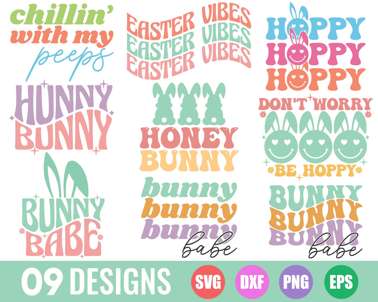 Easter Svg Bundle Retro Easter Png Easter Bunny Svg Easter - Etsy