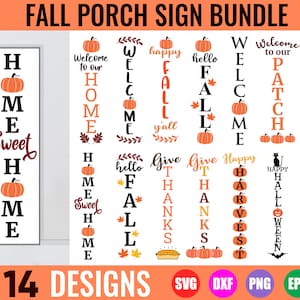 Fall Porch Sign SVG Bundle, Welcome Porch Sign SVG, Halloween Porch ...