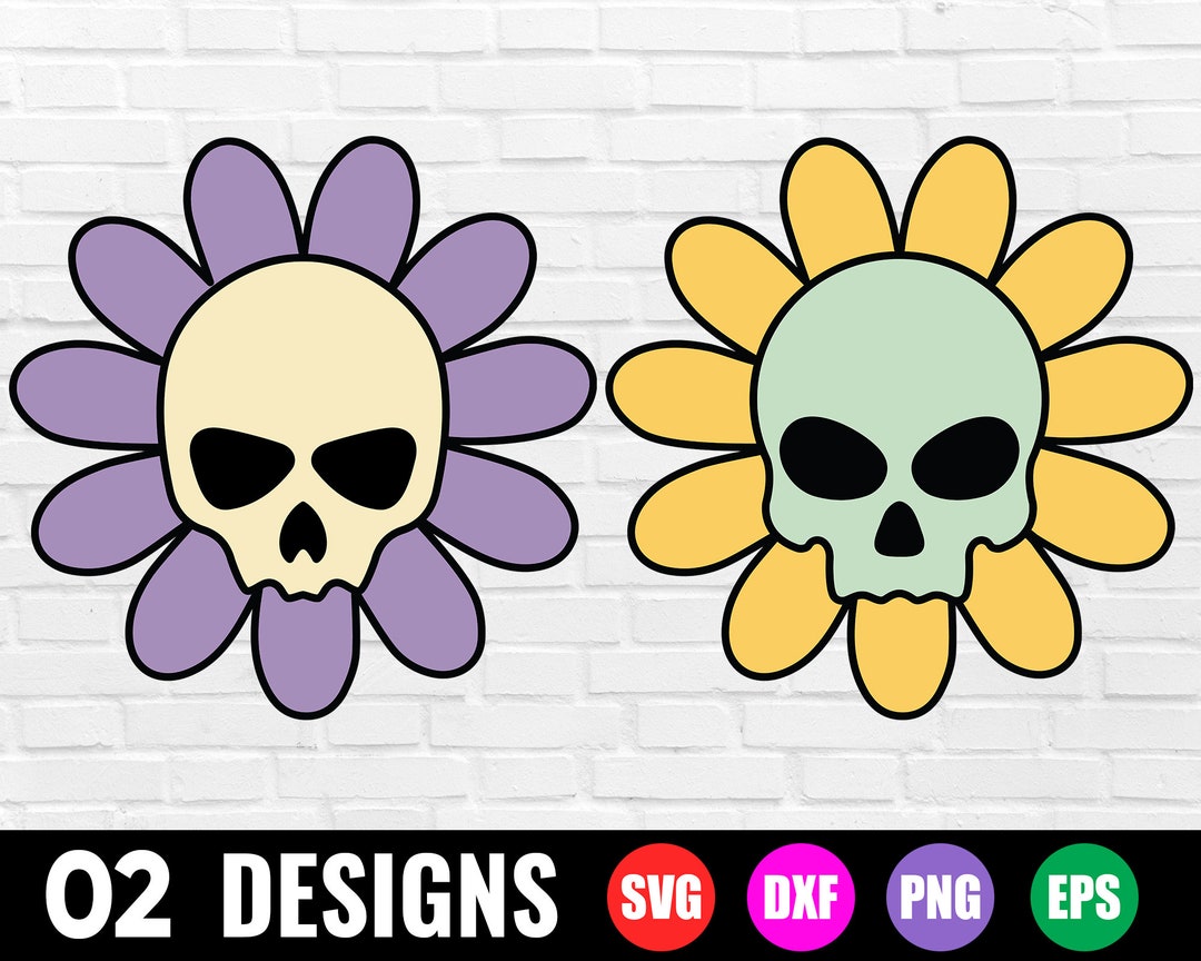 Daisy Skull SVG Halloween Svg Cute Halloween Svg Boho - Etsy