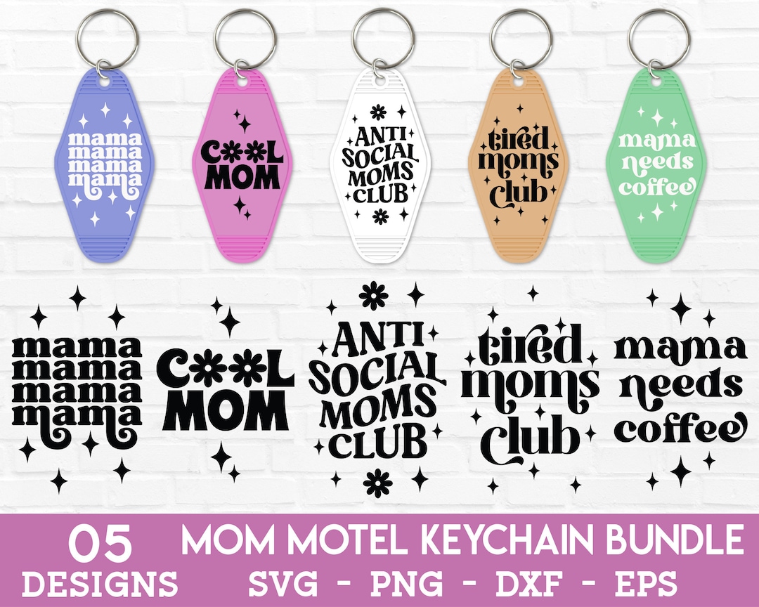 Mom Keychain SVG Bundle Motel Keychain SVG, Vintage Keychain SVG, Mom ...