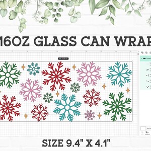 Snowflake Glass Can SVG Christmas Glass Can Wrap SVG, Christmas Glass ...