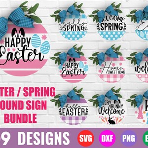 Easter Round Sign SVG Bundle Spring Round Sign SVG, Easter Sign SVG ...