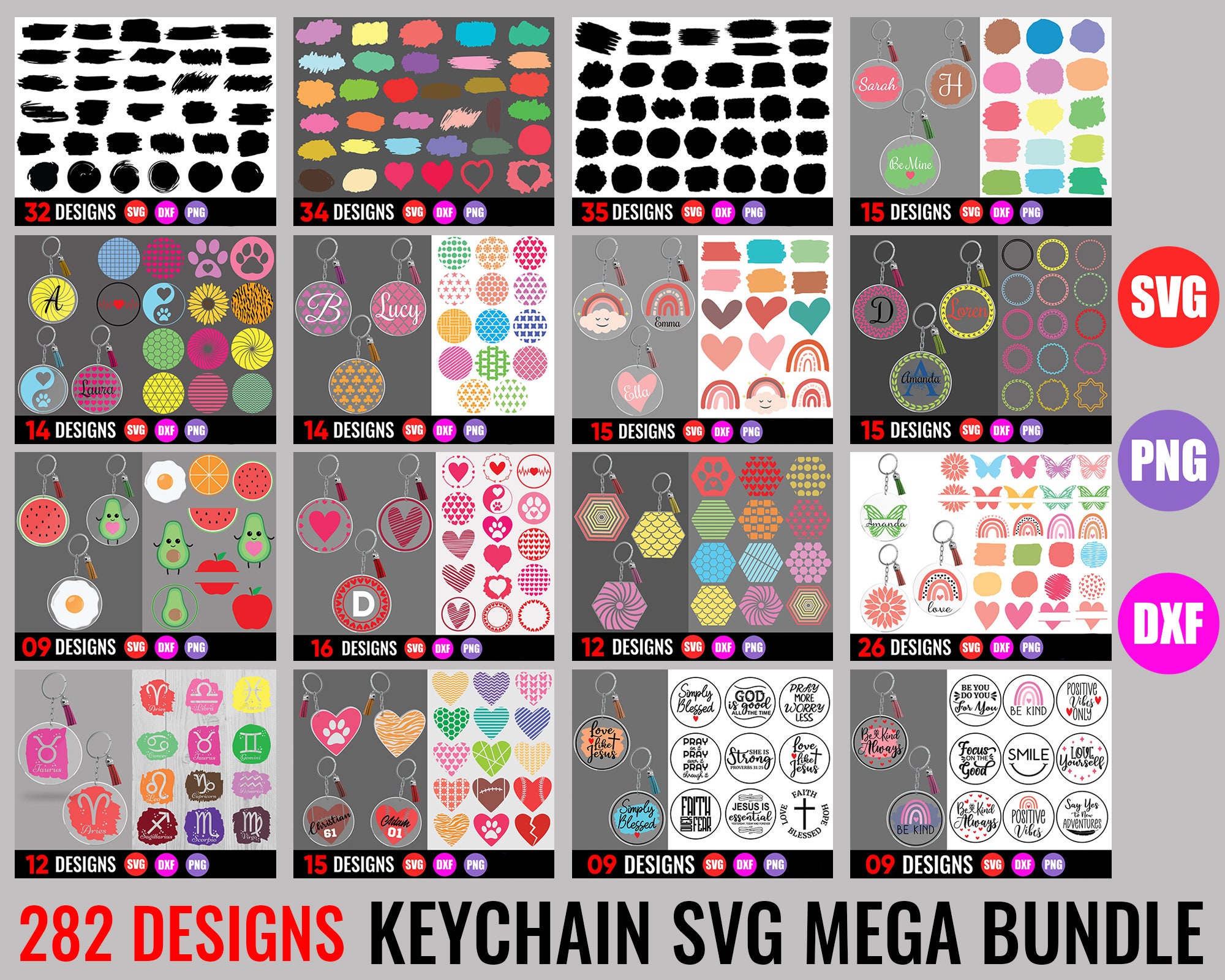 280 Keychain SVG Bundle Keychain Pattern SVG Bundle Paint - Etsy