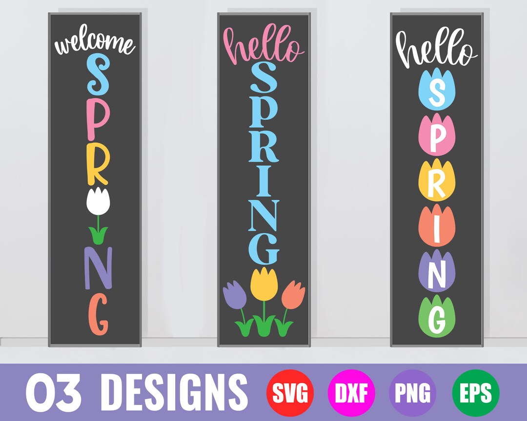 3 Spring Porch Sign svg, Hello Spring Porch svg, Welcome Porch Sign svg ...