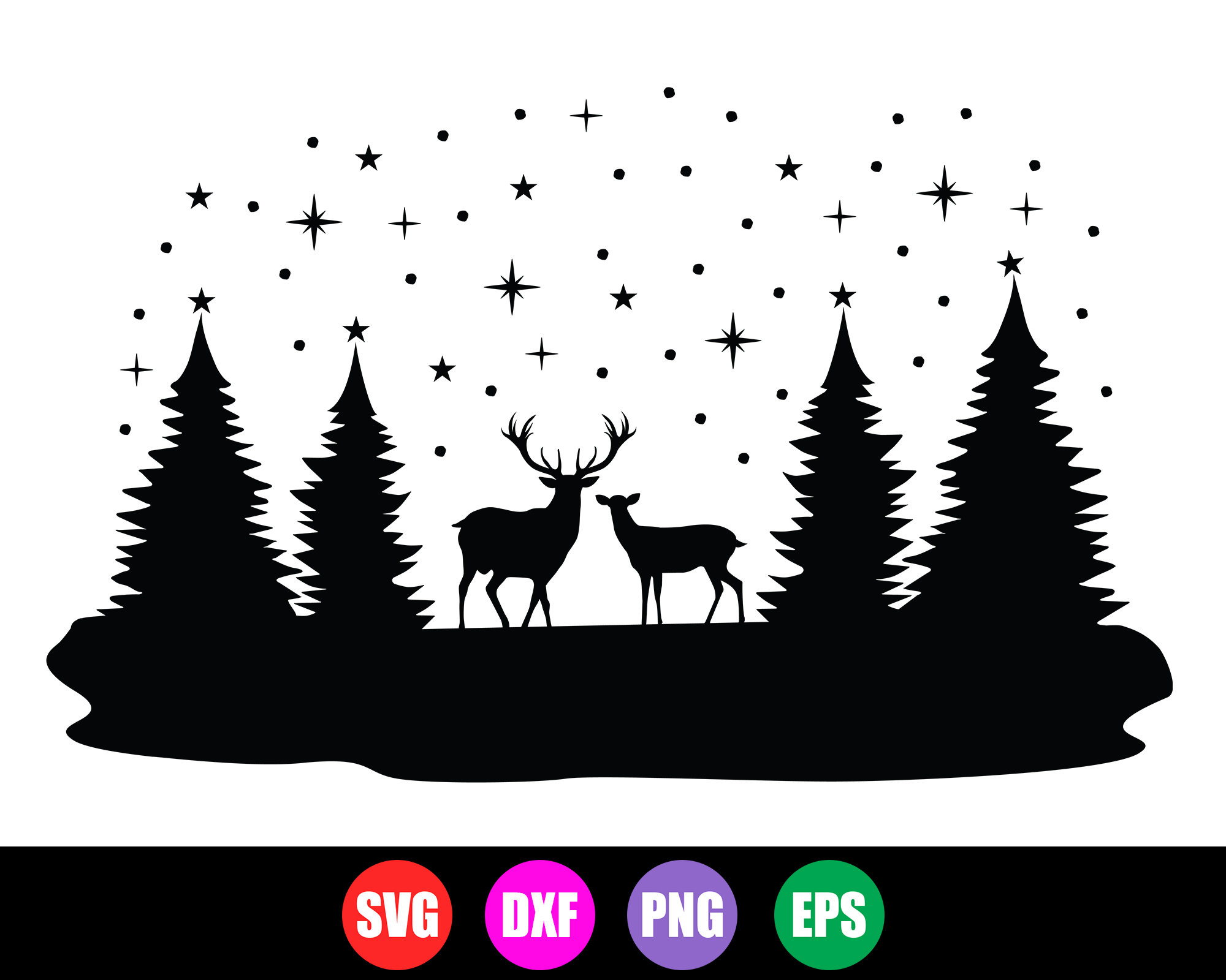 Christmas Scene SVG Deer Scene SVG Winter Scene SVG - Etsy