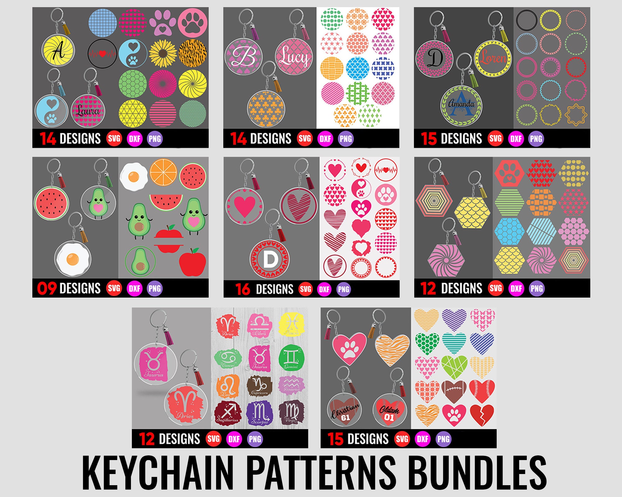 280 Keychain SVG Bundle Keychain Pattern SVG Bundle Paint - Etsy