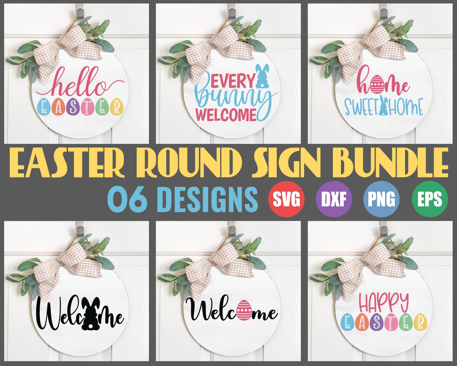 Easter Sign Svg Bundle Easter Round Sign Svg Easter Svg - Etsy