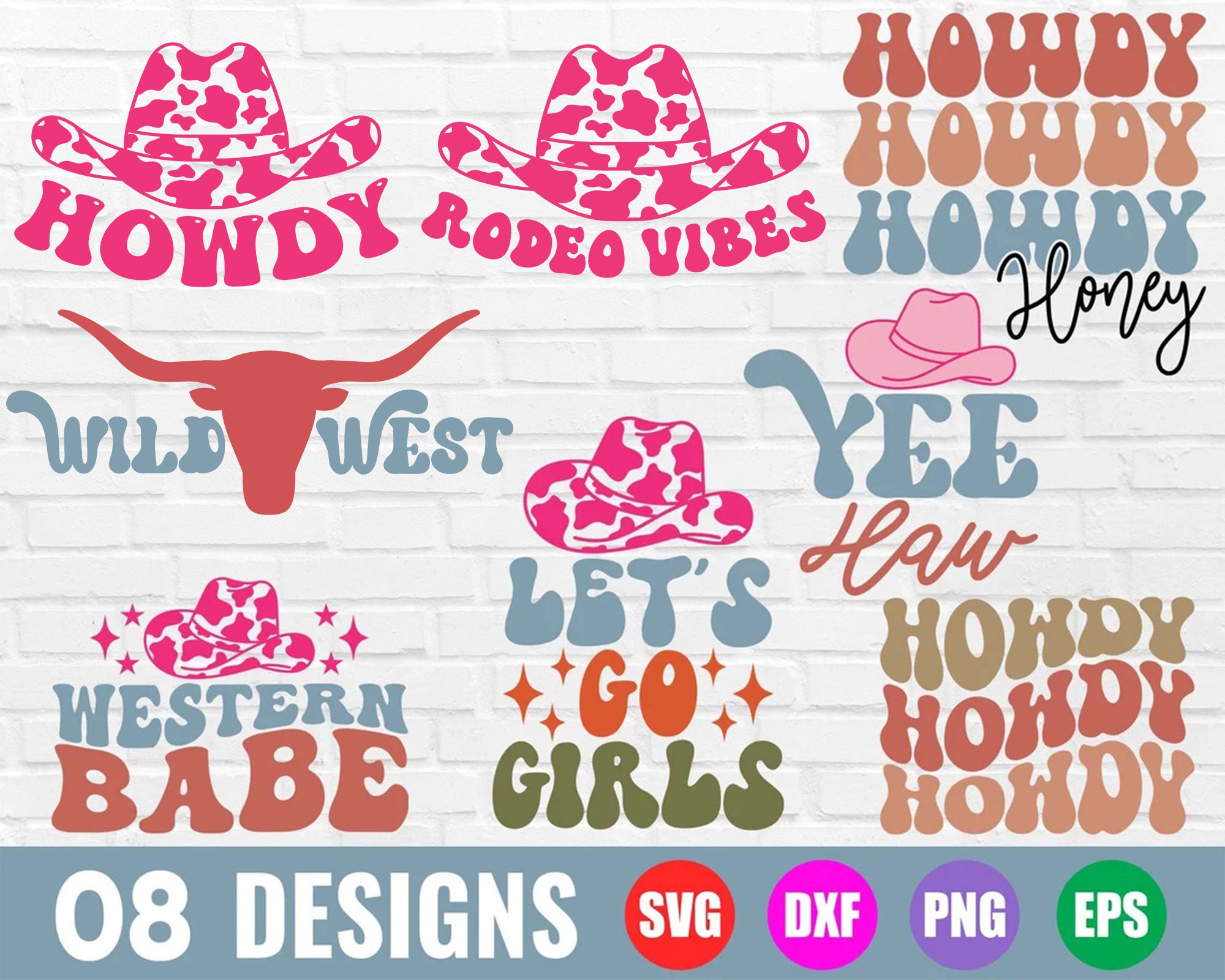Western SVG PNG DXF Bundle Retro Western Svg Howdy Svg - Etsy