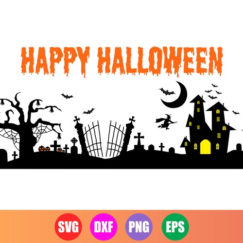 Scary Graveyard Svg Halloween Scene Svg Haunted House Svg - Etsy Canada
