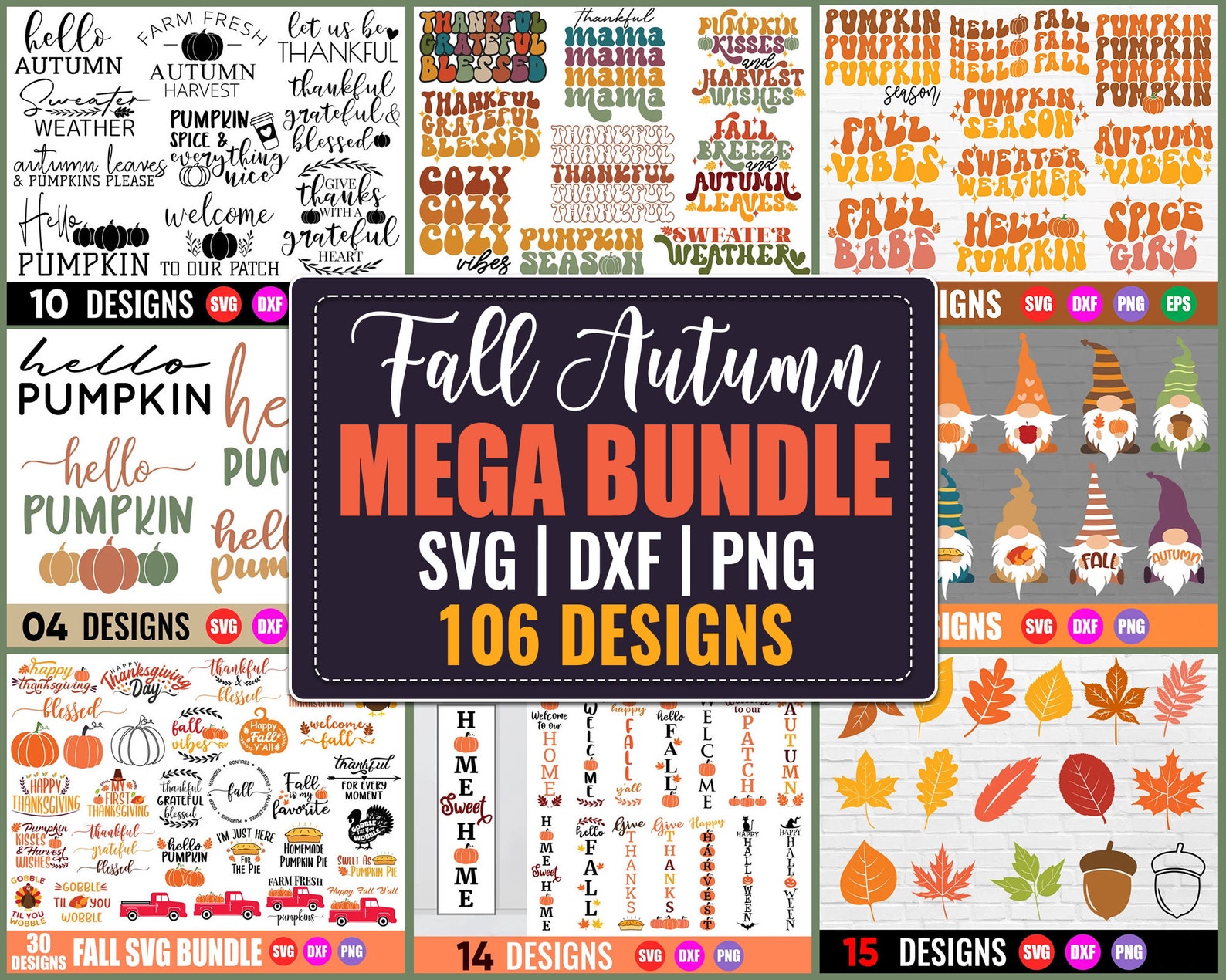 MEGA Fall Autumn SVG Bundle 100 Svg Designs Fall SVG - Etsy