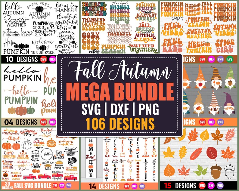MEGA Fall Autumn SVG Bundle 100 Svg Designs Fall SVG - Etsy