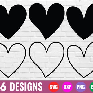 Heart SVG PNG DXF Heart Svg Bundle, Heart Outline Svg, Valentine Heart ...