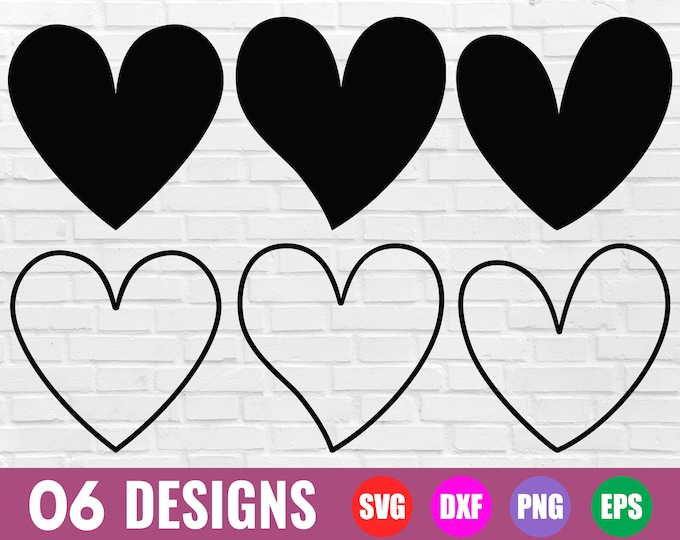 Heart SVG PNG DXF Heart Svg Bundle, Heart Outline Svg, Valentine Heart Svg, Heart Cut Files ...
