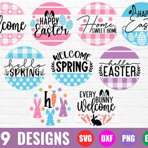 Easter Round Sign SVG Bundle Spring Round Sign SVG, Easter Sign SVG ...