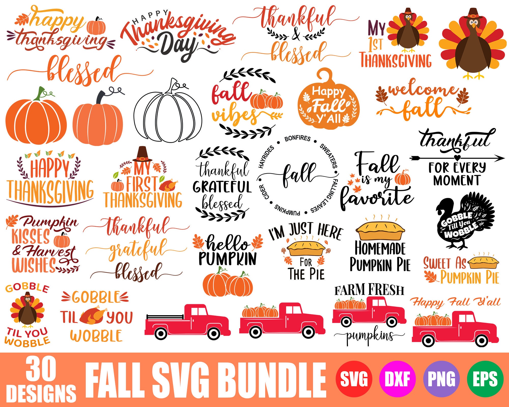 Fall SVG Bundle Thanksgiving Svg Fall Svg Fall Autumn Svg - Etsy