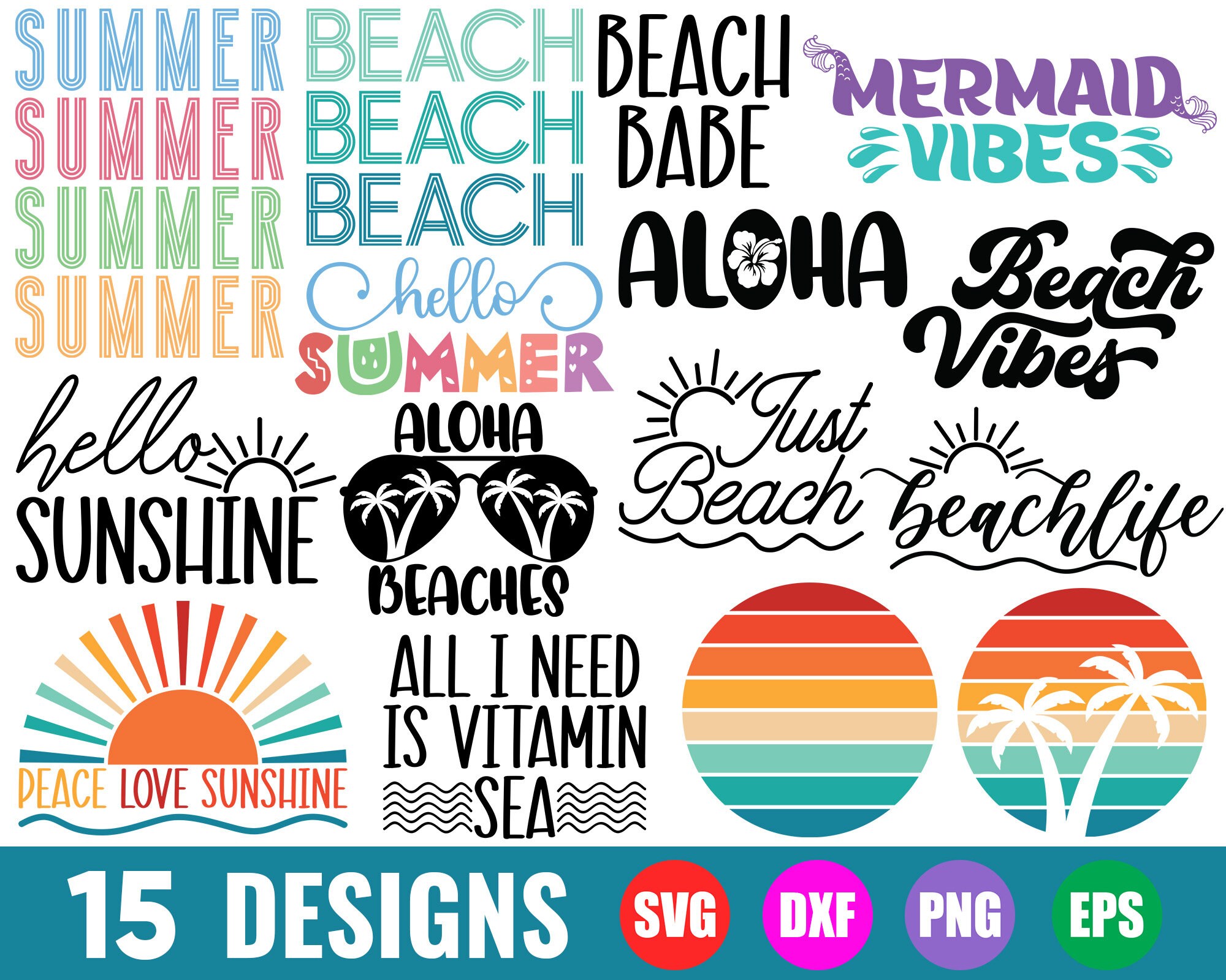 Summer Svg Bundle Summer Beach Svg Hello Summer Svg Summer - Etsy
