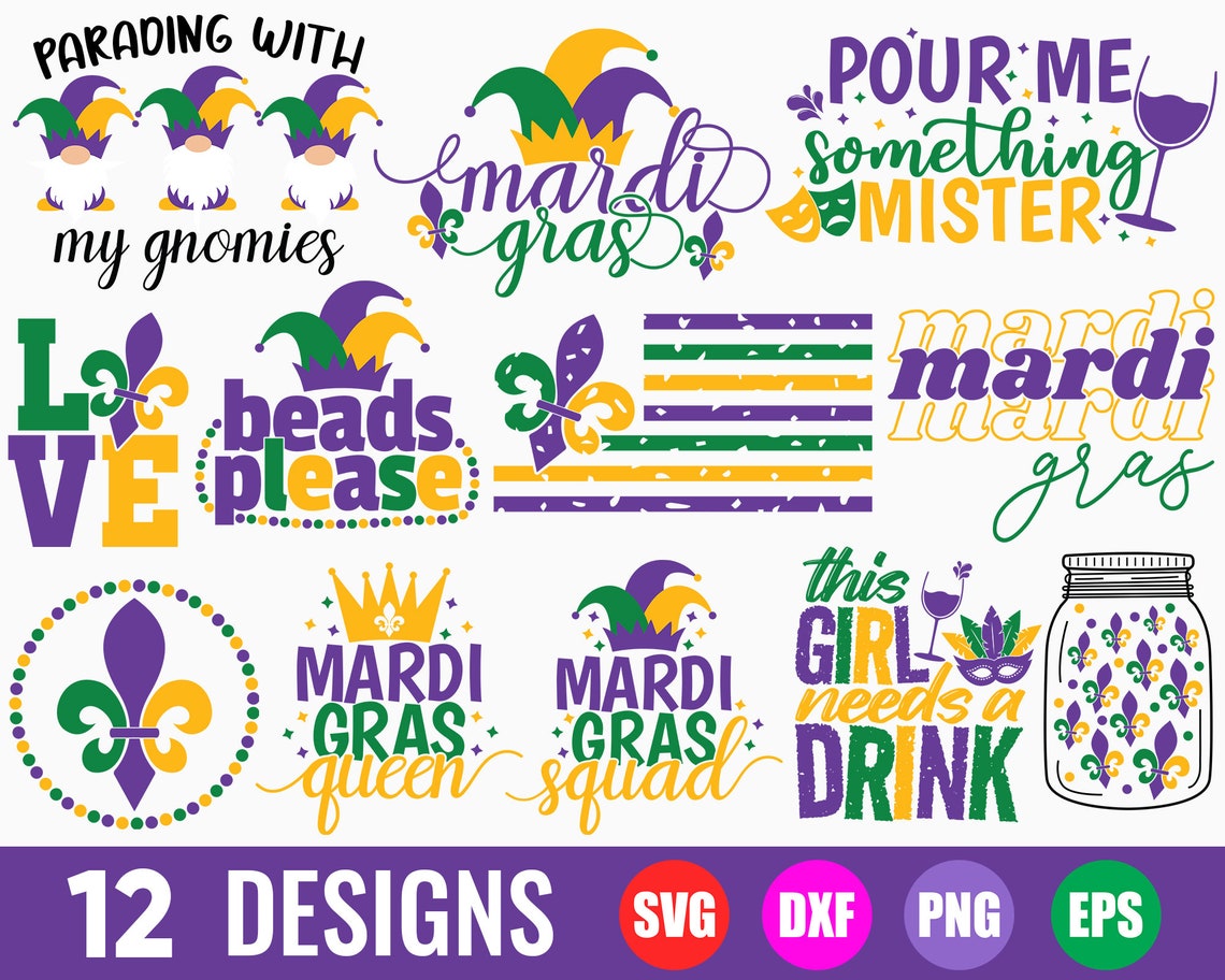 Mardi Gras Svg Bundle Mardi Gras Carnival Svg Fat Tuesday - Etsy