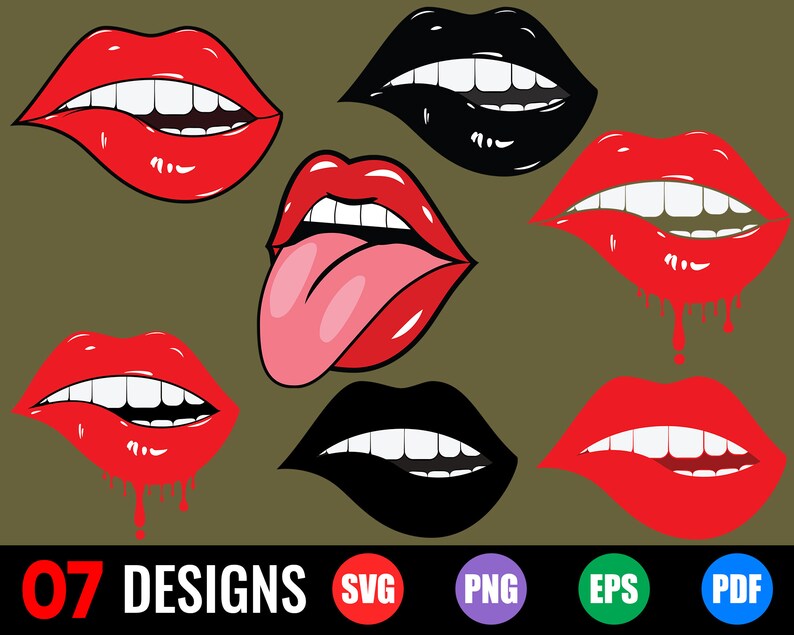 Labios SVG Labios Rojos Vector Labios Goteando Svg Labios | Etsy