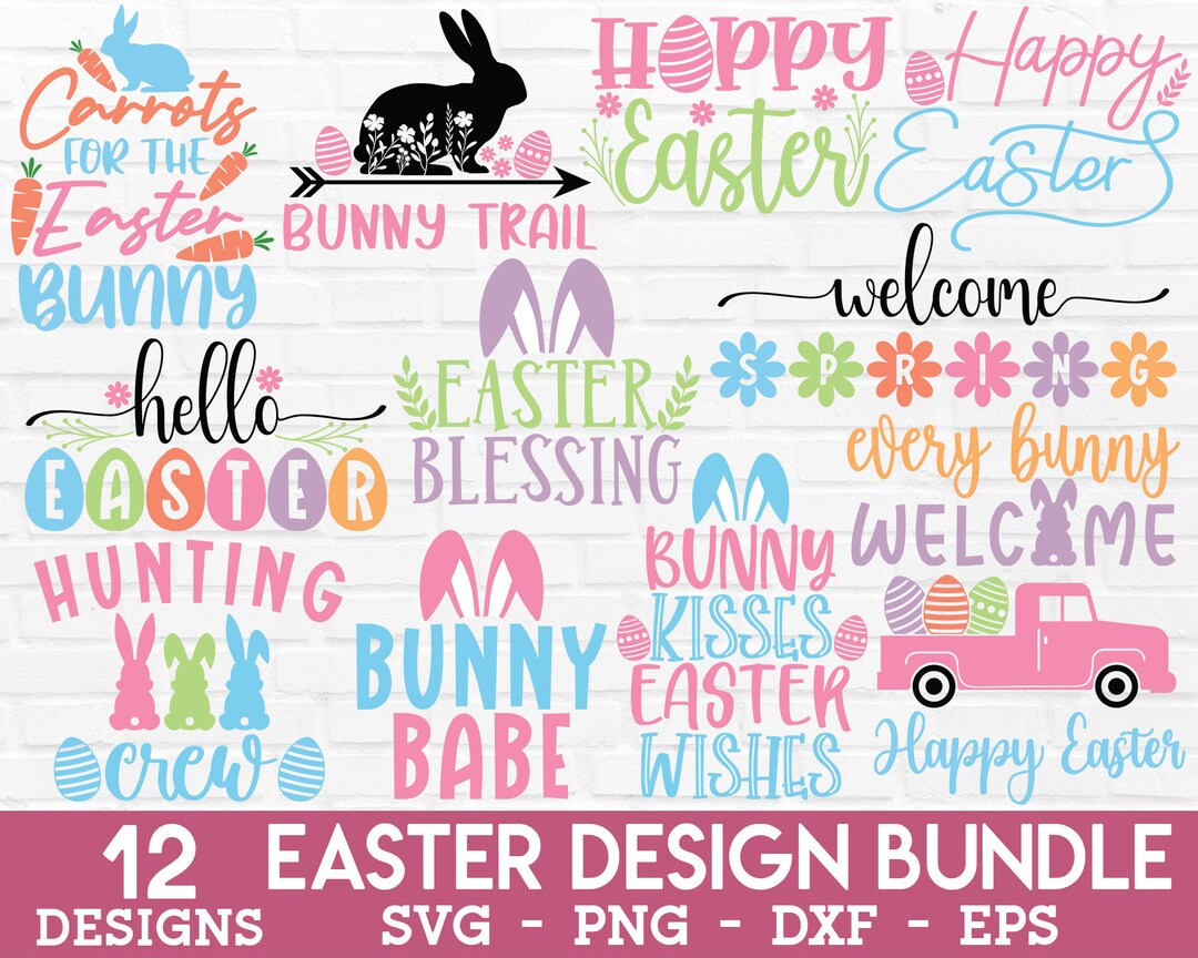 Easter SVG Bundle Happy Easter Svg Easter Bunny Svg Kids - Etsy