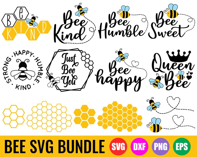 Bee Svg Bundle Bee Kind SVG Bee Happy SVG Bee Trails Svg | Etsy