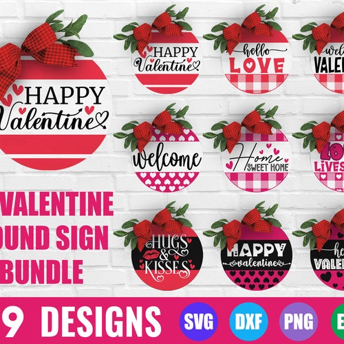 Valentine Welcome Sign Bundle Door Hanger SVG Valentines Day - Etsy