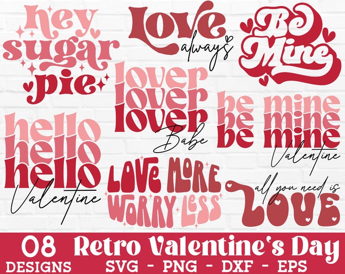 Valentine SVG Bundle Retro Valentine SVG, Valentine Retro SVG ...