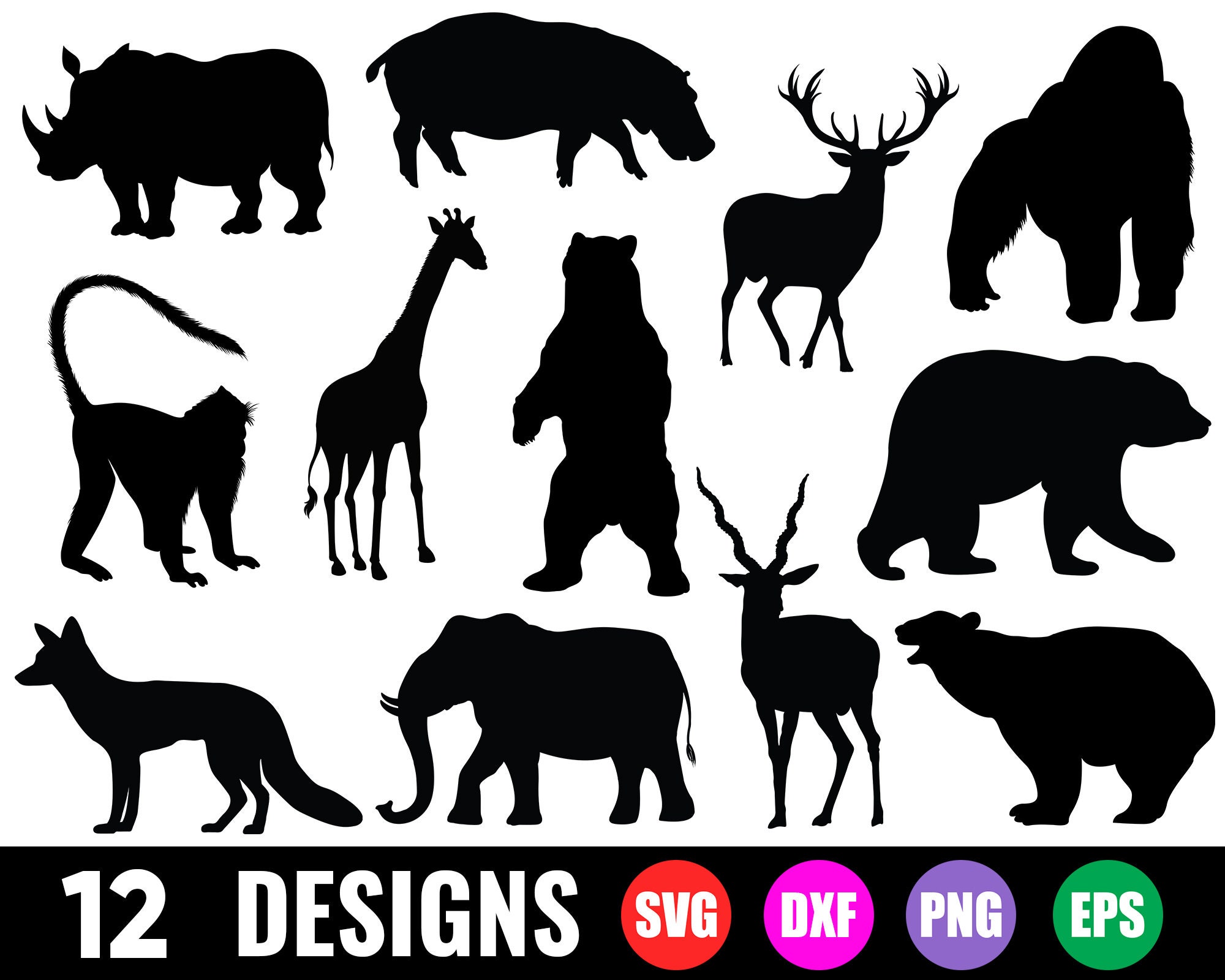 Wild Animal Svg Bundle Zoo Animal Svg Bundle Animals Svg | Etsy