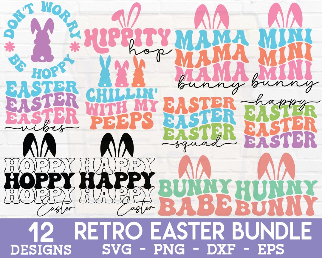 Easter SVG Bundle Retro Easter SVG, Easter Bunny SVG, Easter Retro Svg ...