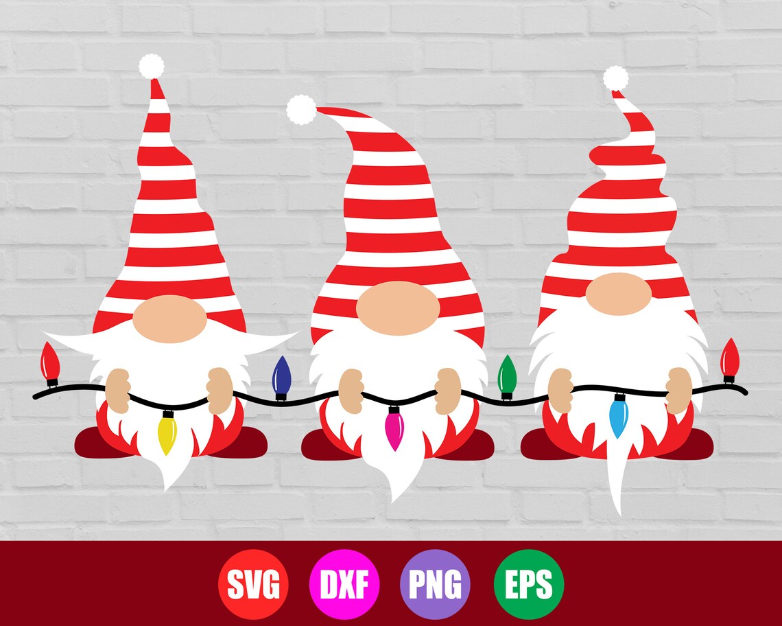 Christmas Gnome SVG Gnomes SVG Christmas Lights SVG - Etsy
