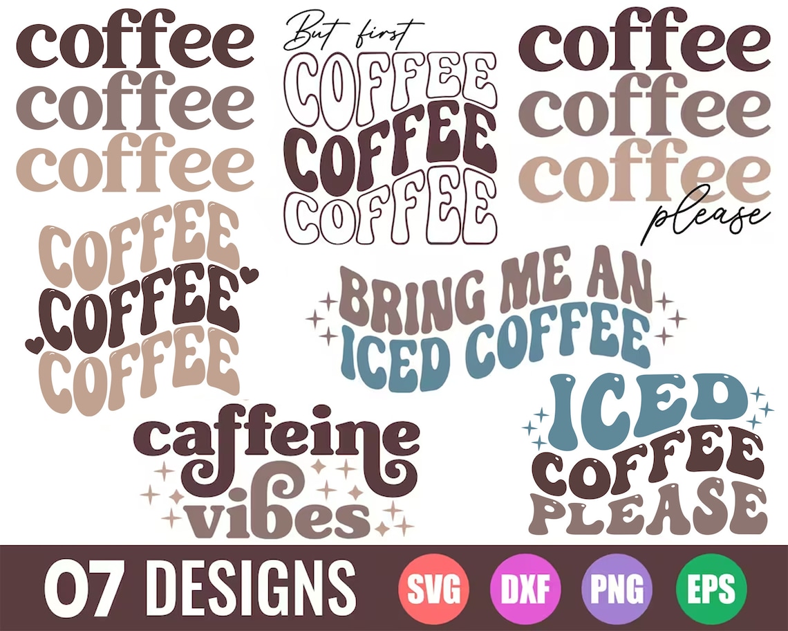 Retro Coffee Svg Bundle Wavy Coffee Svg Coffee Retro Svg - Etsy