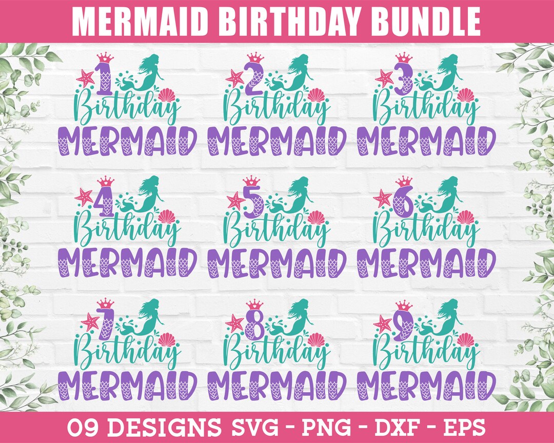 Mermaid Birthday SVG Bundle Mermaid SVG, 1st Birthday SVG, 3rd Birthday ...