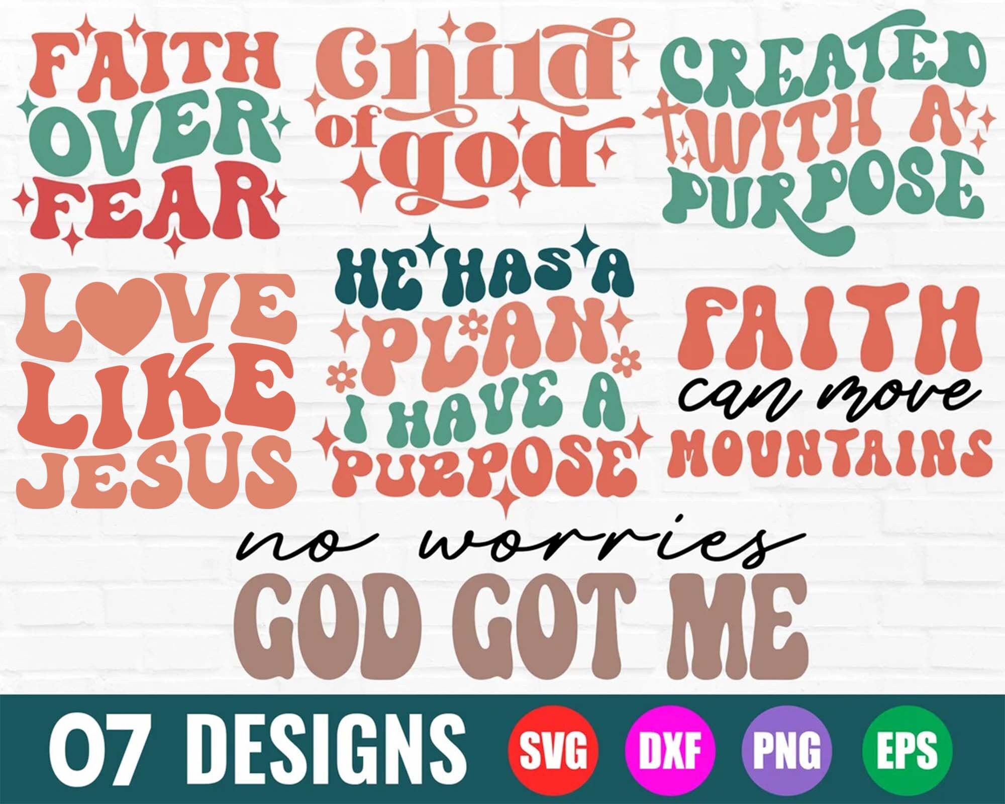 Christian SVG Bundle Religious Svg Retro Wavy Stacked Svg - Etsy