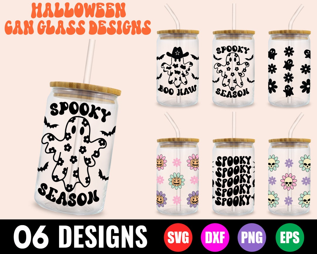 16oz Can Glass Wrap Bundle Halloween Can Glass SVG Pumpkin - Etsy