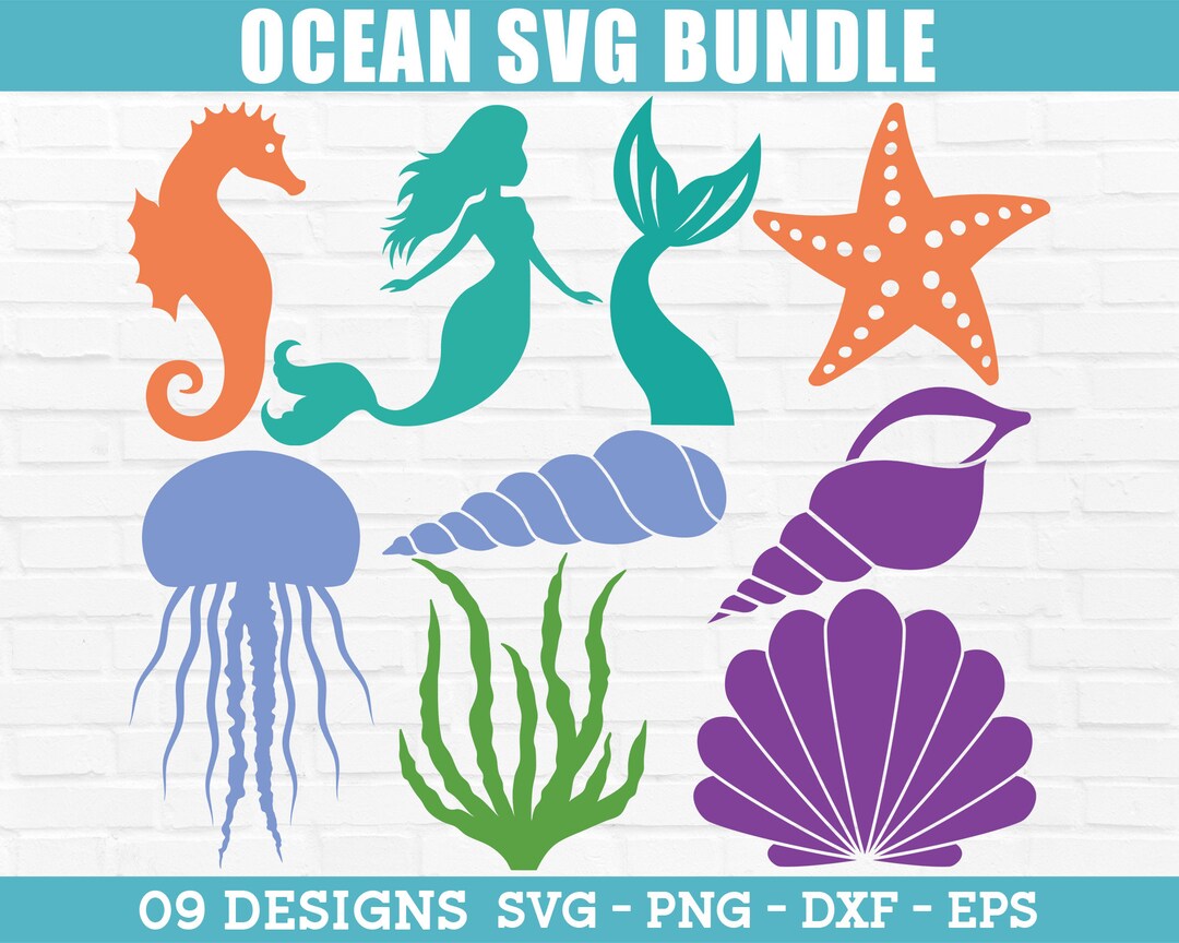 Ocean Animal SVG Mermaid SVG, Sea Shell SVG, Mermaid Seashell Svg ...