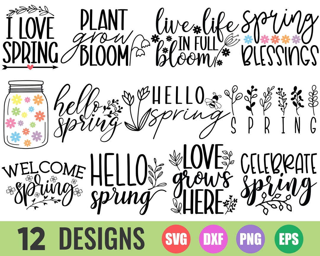 Spring Svg Bundle, Hello Spring Svg, Easter Svg, Welcome Spring Svg ...