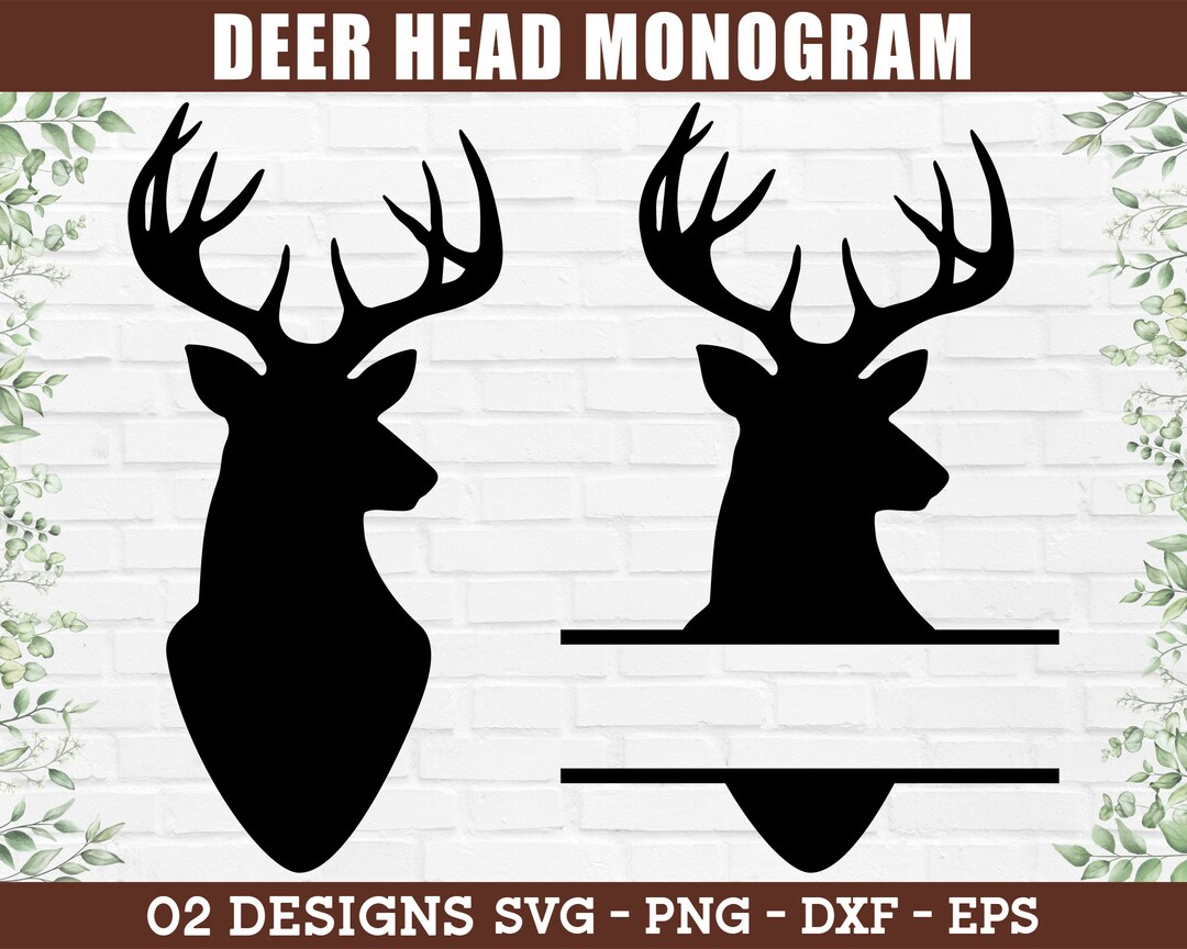 Deer Head SVG Deer Split Monogram SVG Deer SVG Deer - Etsy