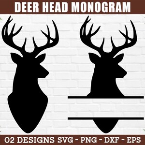 Deer Head SVG Deer Split Monogram SVG Deer SVG Deer - Etsy