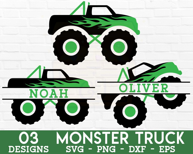 Monster Truck SVG Monster Truck Name Frame SVG Monster - Etsy