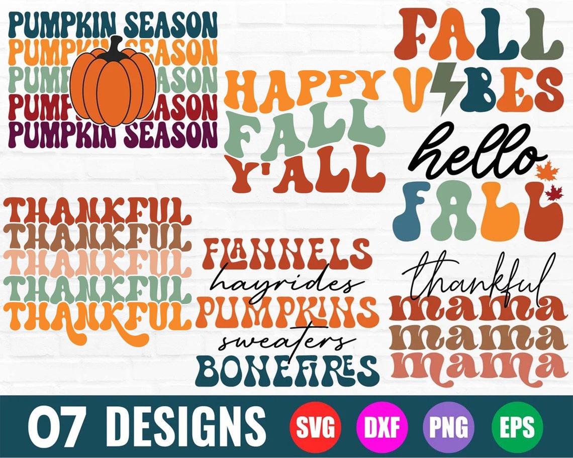 Retro Fall SVG Bundle Retro Thanksgiving Svg Autumn Svg - Etsy