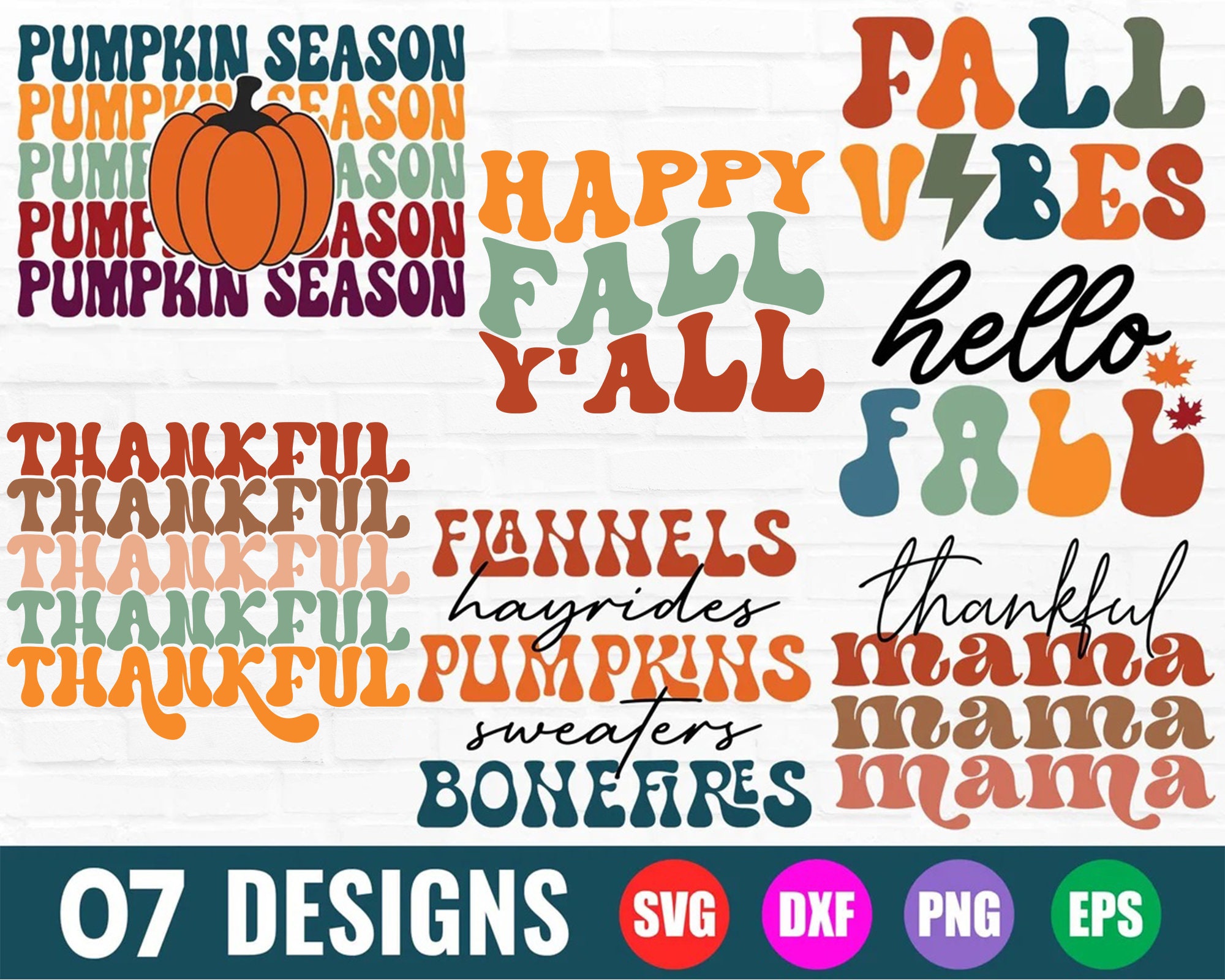 Retro Fall SVG Bundle Retro Thanksgiving Svg Autumn Svg - Etsy