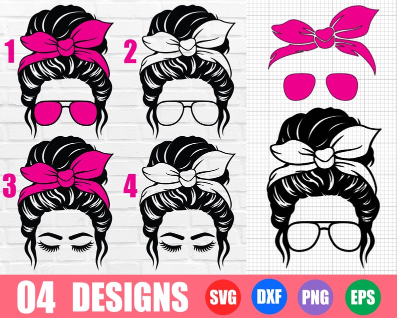 Messy Bun Svg Png Dxf Messy Bun Mom Svg Mom Bun Svg Girl Etsy