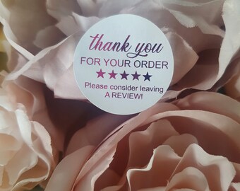 Gold Thank You Please Leave a Review Sticker - Etsy