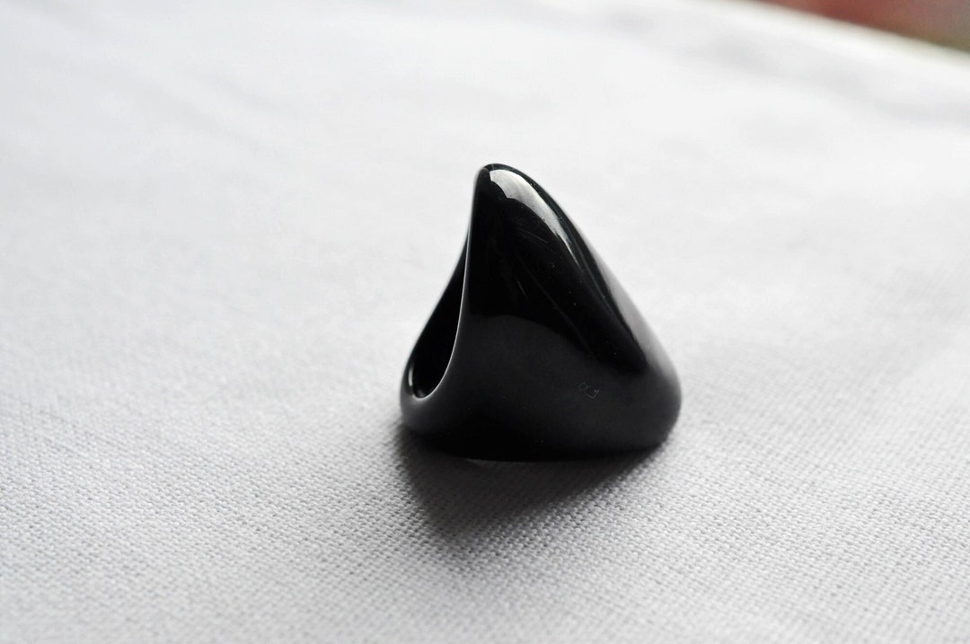 Large, Black Lucite Ring. Large Oval Chunky Statement Ring. 1980s, 90s ...