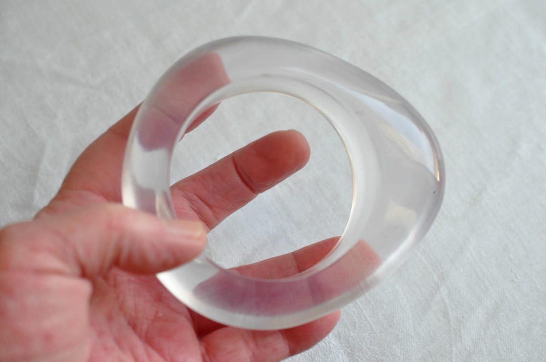 Clear Bakelite Asymmetric Bangle. Extra Large, Super Chunky and Weighty ...
