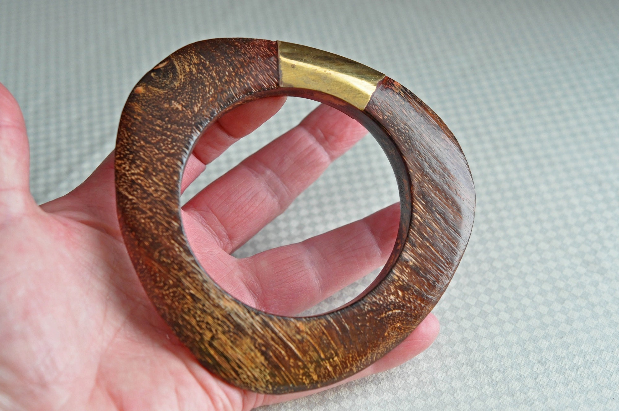 70s, 80s Gerda Lynggaard Teak Bangle, Bracelet. Rounded Triangular ...