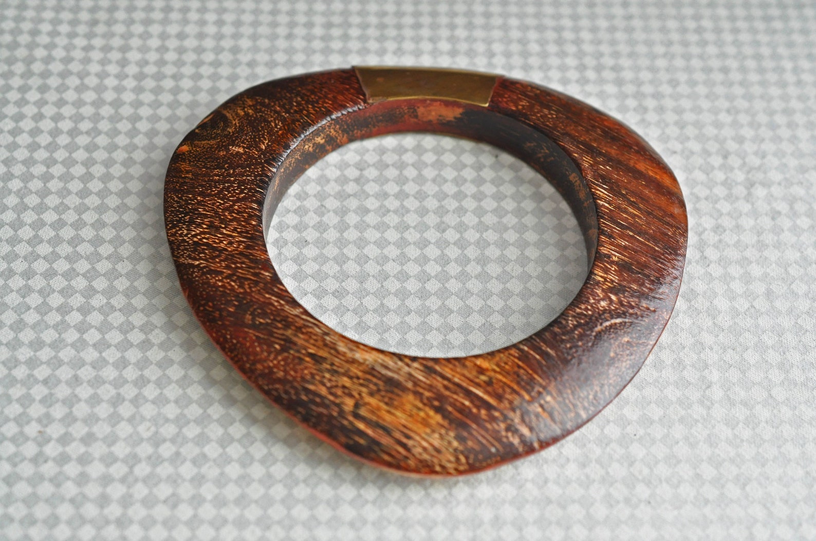 70s, 80s Gerda Lynggaard Teak Bangle, Bracelet. Rounded Triangular ...