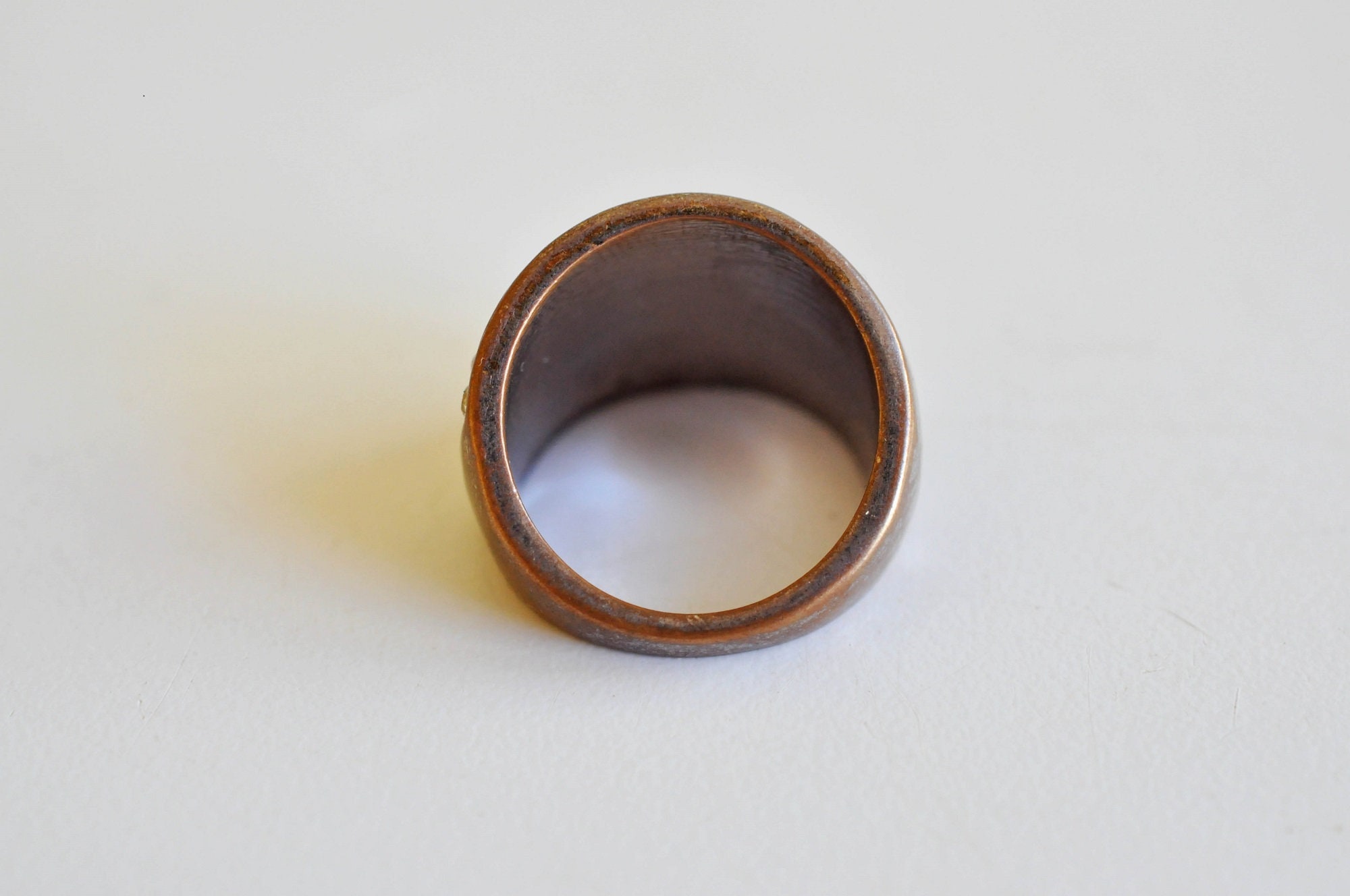 Wedge Shaped Brass Ring With 8 Rows of Tiny Rhinestones Across the ...